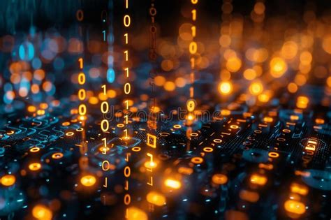 Illustration Of Communities Of Binary Code Flowing Down On A Dark
