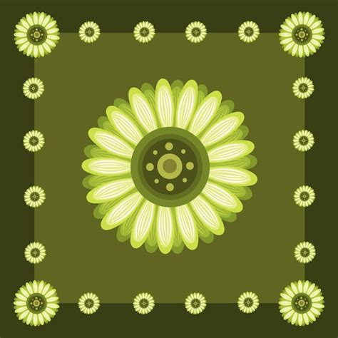 녹색 데이지 꽃 벽지 및 배경 프리미엄 벡터