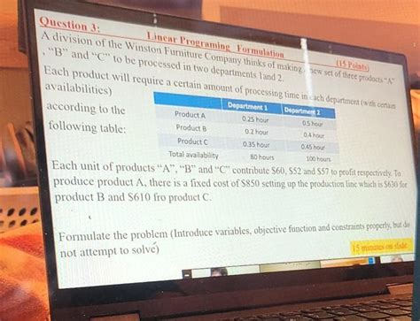 Solved Question 3 Linear Programing Formulation A Division