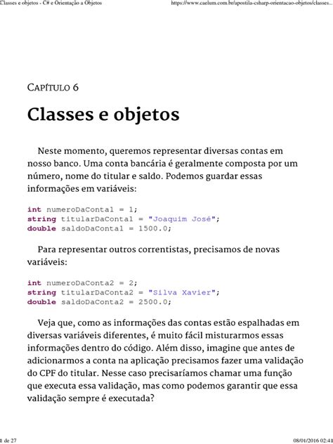 Classes E Objetos C E Orientação A Objetos Download Grátis Pdf C