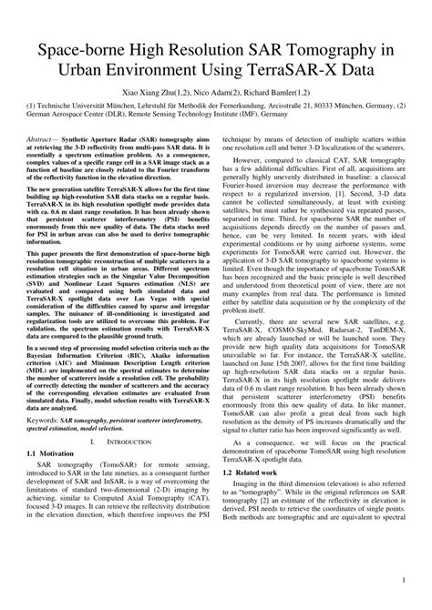 Pdf First Demonstration Of Space Borne High Resolution Sar Tomography