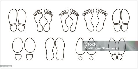 발자국 발 신발 아이콘이 분리되어 있습니다 인간의 발자국 실루엣 풋케어 맨발로 여행하세요 벡터 일러스트레이션 Eps 10 발자국에 대한 스톡 벡터 아트 및 기타 이미지