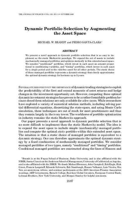 Pdf Dynamic Portfolio Selection By Augmenting The Asset Space