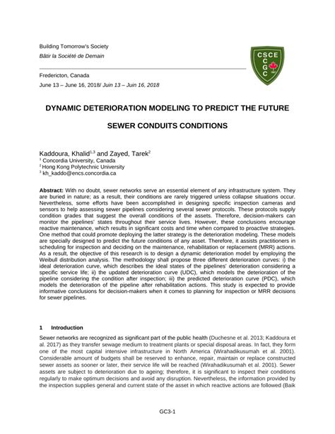 Pdf Dynamic Deterioration Modeling To Predict The Future Sewer Conduits Conditions