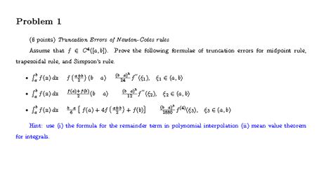 Solved Problem 1 6 Points Truncation Errors Of