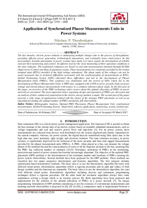 Pdf Application Of Synchronized Phasor Measurements Units In Power Systems