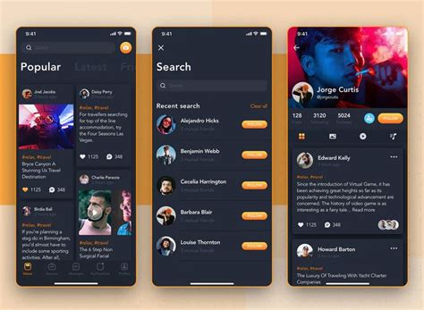 New Feed User Profile Social Mobile UI Template Sketch App Interface Design Live Video