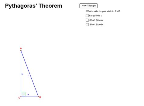 Pythagoras Theorem Calculation Geogebra