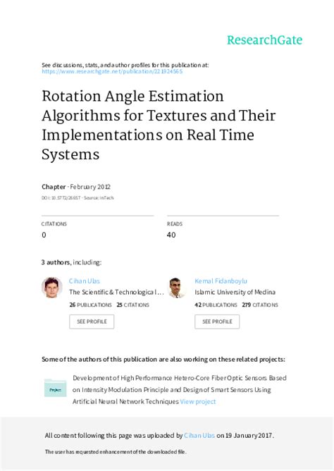 Pdf Rotation Angle Estimation Algorithms For Textures And Their Real Time Implementation On