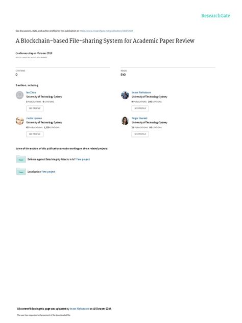 A Blockchain Based File Sharing System For Academic Paper Review Pdf Cloud Computing