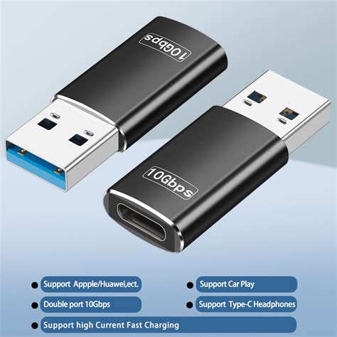 Usb A To Usb C 10gbps Adapter Usb 3 2 Gen2 Superspeed Converter Male To Female Black 1pc