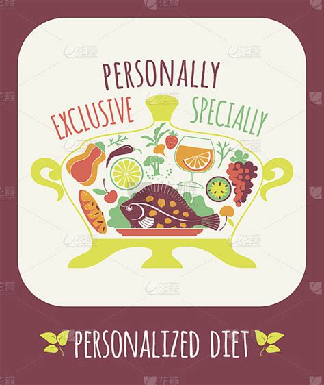 矢量插图的个性化饮食。