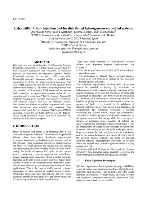 Pdf Exhaustif® A Fault Injection Tool For Distributed Heterogeneous Embedded Systems