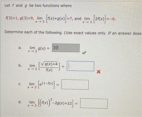 Solved Let F And G Be Two Functions Where Chegg Com
