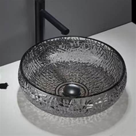 Раковина стеклянная накладная GL60A Sandonna серый 410х410х160мм в ...