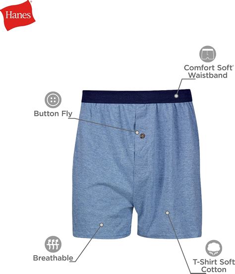 Hanes Mens Comfortsoft Underwear Boxers Soft Knit Moisture Wicking
