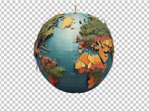 Premium Psd A Globe Composed Of Small Pixels