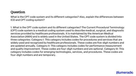 VIDEO Solution What Is The CPT Code System And Its Different Categories Also Explain The