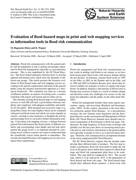 PDF Evaluation Of Flood Hazard Maps In Print And Web Mapping Services As Information Tools In