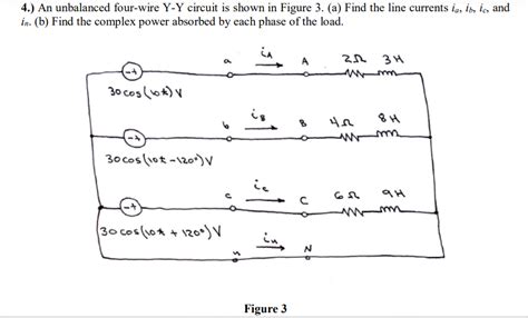Solved 4 An Unbalanced Four Wire Y−y Circuit Is Shown In