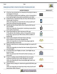 Writing Inequalities From Word Problems Worksheets Library