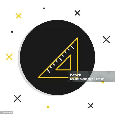 흰색 배경에 격리된 선 삼각형 눈금자 아이콘입니다 스트레이트 엣지 기호입니다 기하학적 기호 다채로운 개요 개념 벡터 3차원 형태에 대한 스톡 벡터 아트 및 기타 이미지