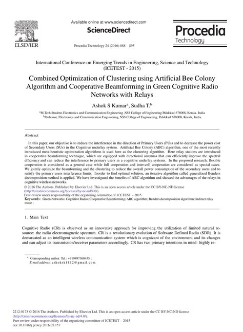 pdf combined optimization of clustering using artificial bee colony algorithm and cooperative