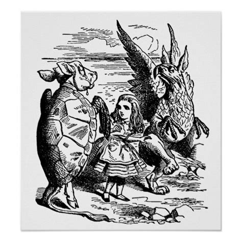 Vintage Alice In Wonderland Gryphon Mock Turtle Poster Zazzle Alice In Wonderland Poster