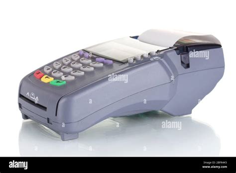 Bank Terminal Isolated On White Stock Photo Alamy