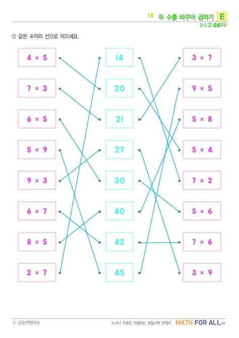 10 두 수를 바꾸어 곱하기 E 매쓰포올