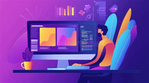 Analyst Using Computer And Dashboard For Data Management And Digital Marketing Insights Stock