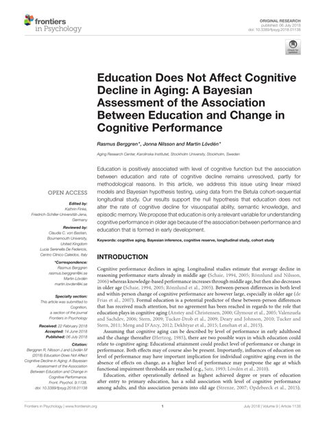 Pdf Education Does Not Affect Cognitive Decline In Aging A Bayesian Assessment Of The