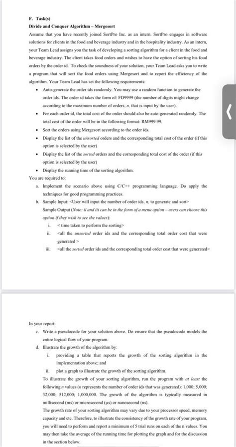 solved generate the f task s divide and conquer algorithm