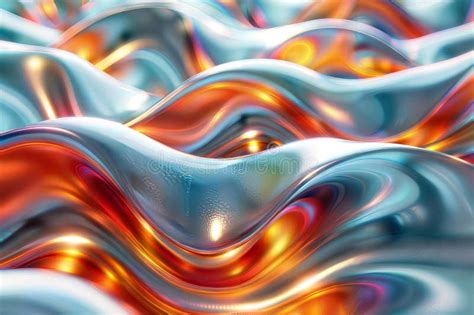 Fluid Wavy Patterns Vibrant Glossy Surface And Striking Contrast Generative Ai Stock