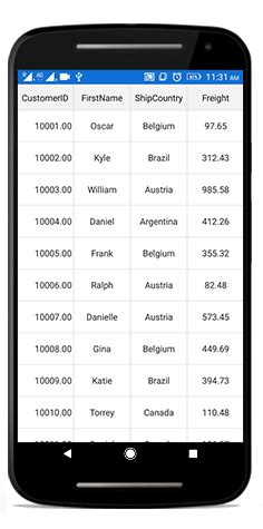 Scrolling In Xamarin DataGrid Control Syncfusion