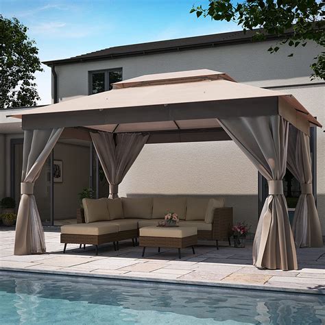 Lausaint Home Outdoor Patio Gazebo 10x13 With Expansion