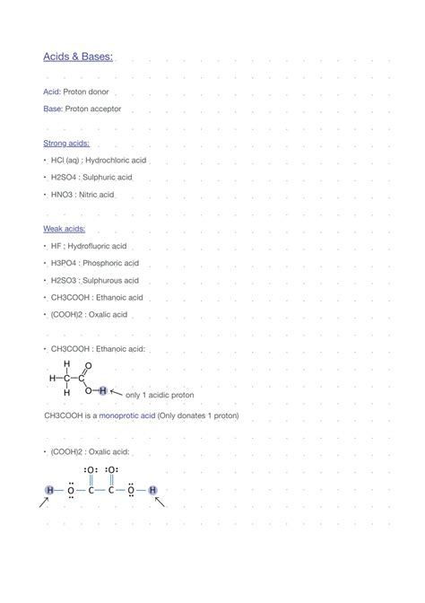 Grade IEB Physical Science Chemistry Acids Bases Section E Summary Notes Physical