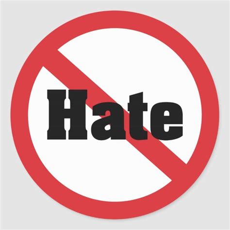 No Hate Classic Round Sticker Zazzle Round Stickers Hate Craft Party