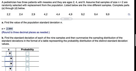 Solved C Find The Mean Of The Sampling Distribution Of The Chegg