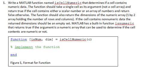 solved 1 write a matlab function named iscellnumeric that