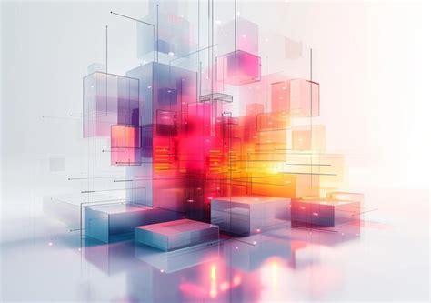 Premium Photo Abstract Illustration Of Glowing Cubes Interconnected In Space