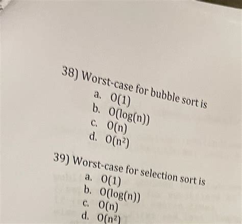 Solved Worst Case For Bubble Sort
