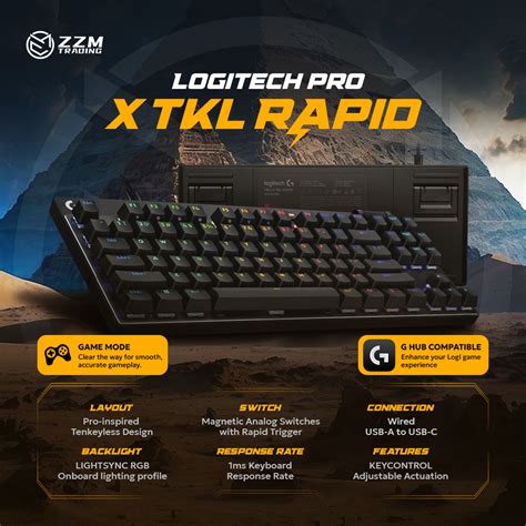 Logitech Pro X Tkl Rapid Gaming Keyboard Magnetic Analog Switch Rgb Lighting Fast Trigger
