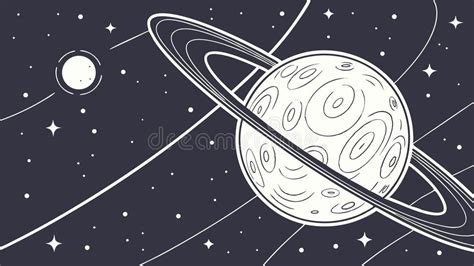 Saturn Planet And Rings Space View Cosmic Scene Planetary Science Astronomy Vector Design