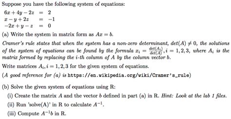 Solved Suppose You Have The Following System Of Equations Chegg