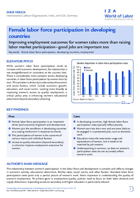 Female Labor Force Participation In Developing Countries