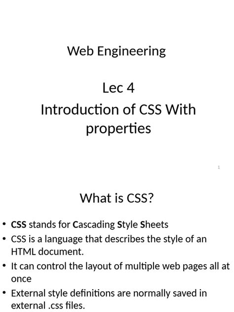 Lec 4 Introduction Of Css With Properties Pdf Software Development Computer Programming