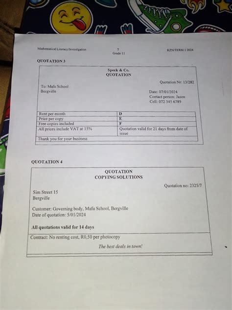 Solved Mathematical Literacyinvestigation 7 Kznterm 12024 Quotation
