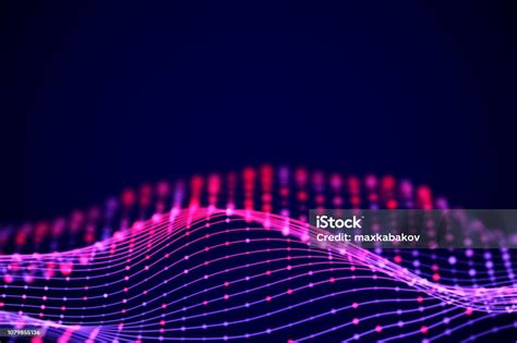 컬러 도트 3d 사운드 파도입니다 큰 데이터 추상 시각화입니다 데이터에 대한 스톡 벡터 아트 및 기타 이미지 데이터 디지털 생성 이미지 배경 주제 Istock