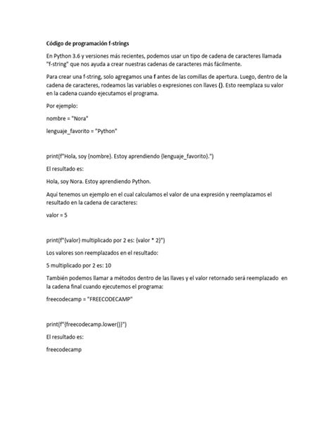 Código De Programación F Strings Pdf